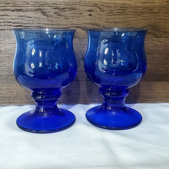 IVV Crystal | Dining | 2 Sapphire Blue Wine Glasses Water Goblets Made ...